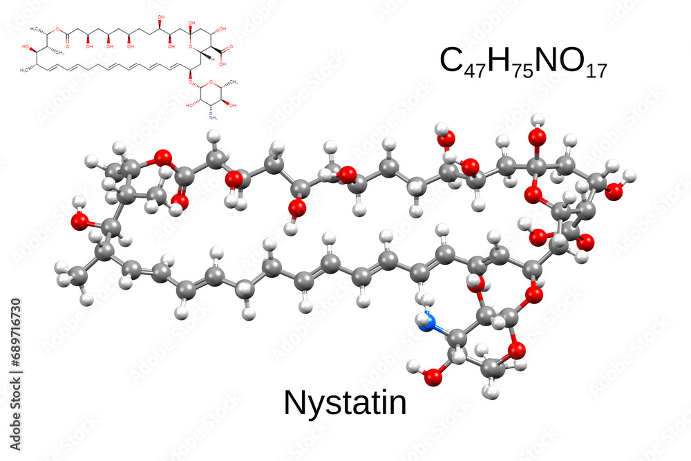 Chemical formula, structural formula and 3D ball-and-stick model of ...