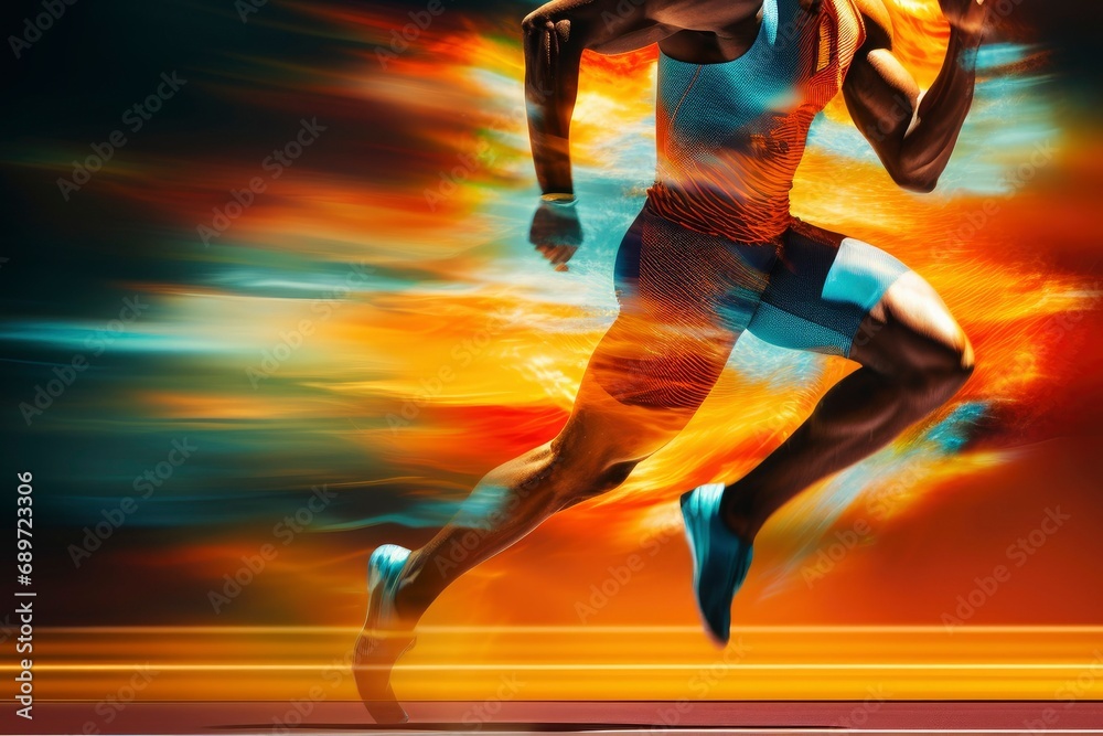 Runner on track. Action photography of a runner running on a running ...