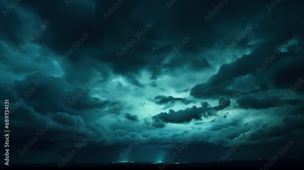 Dark teal cloudy sky. Night skies with clouds. Gloomy sky background ...