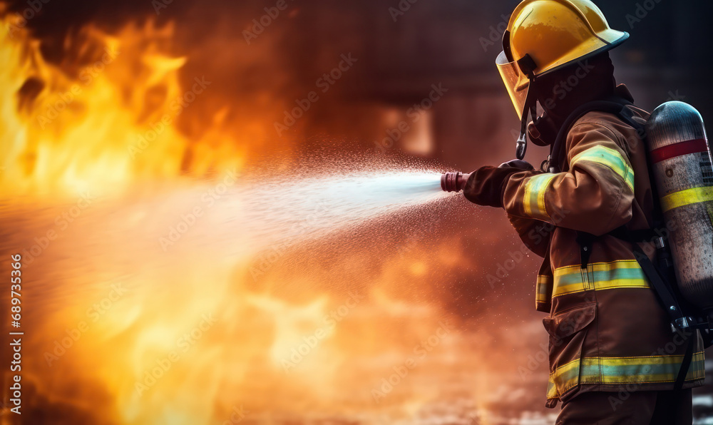 Brave Firefighter, Image of Fireman in Full Fire Fighting Gear Ready ...