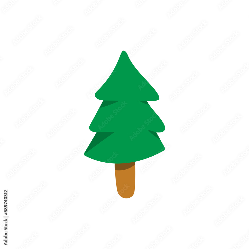 vector of green pine trees with cute cartoon shapes, this vector is ...