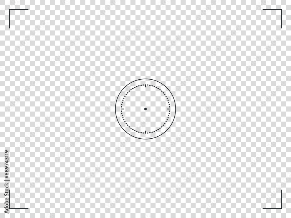 Video recording screen. Photo camera frame viewfinder. Circle focusing ...