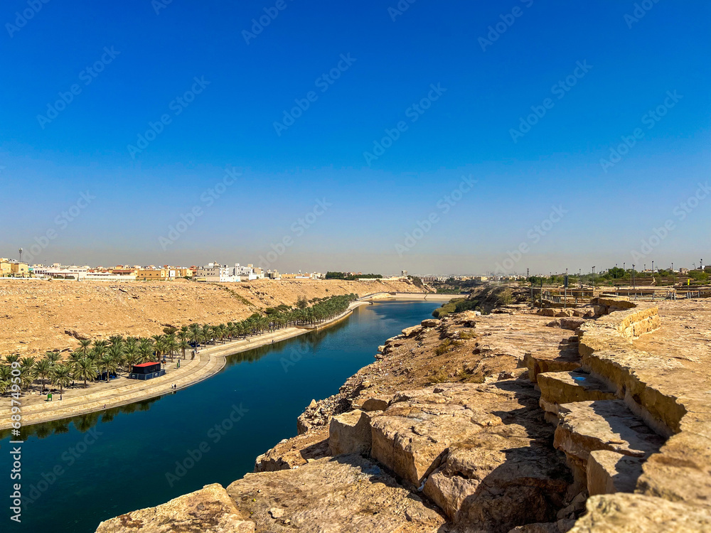 A beautiful daytime view of Wadi Namar Dam in riyadh , Saudi Arabia ...