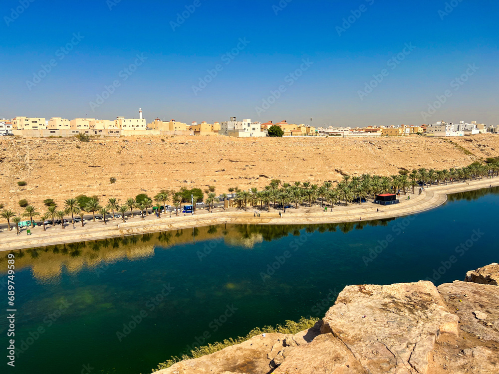 A beautiful daytime view of Wadi Namar Dam in riyadh , Saudi Arabia ...