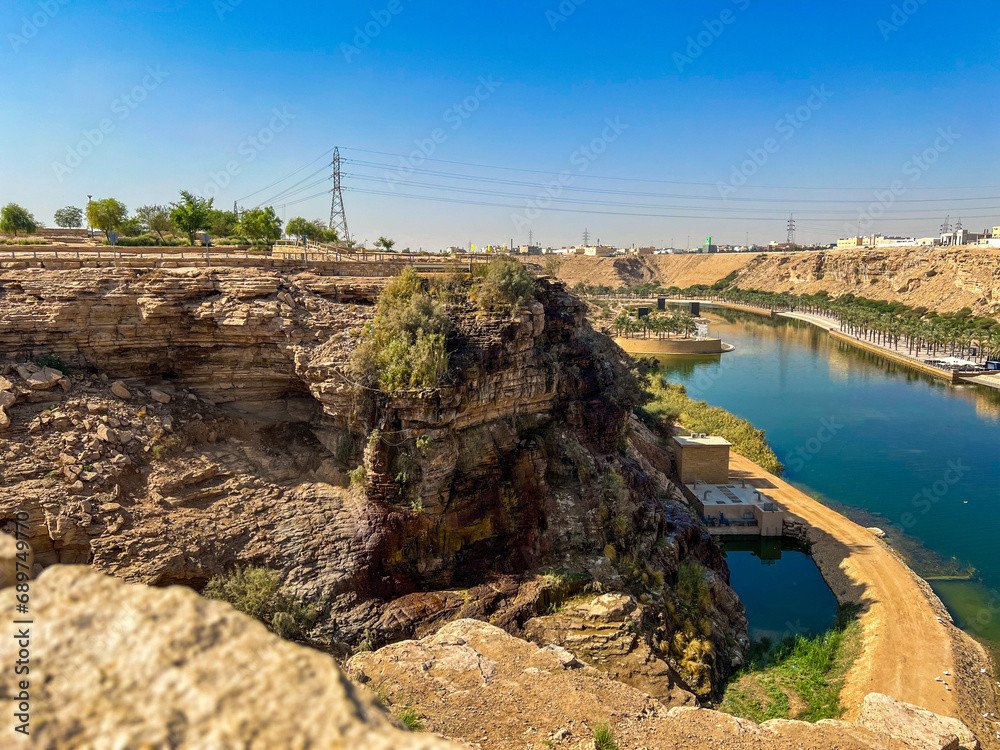 A beautiful daytime view of Wadi Namar Dam in riyadh , Saudi Arabia ...
