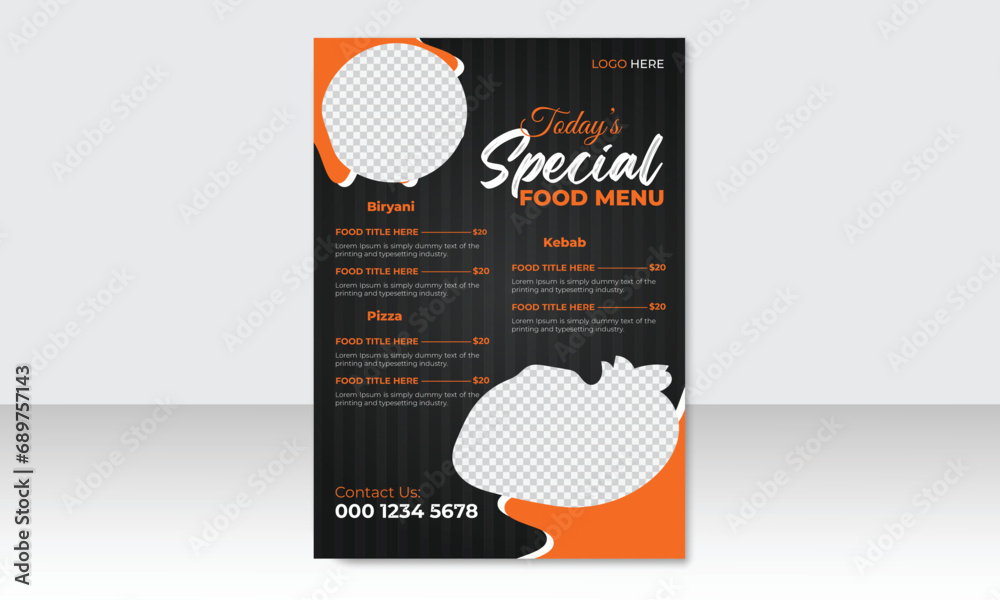Vector food restaurant menu template, Restaurant food menu, template ...