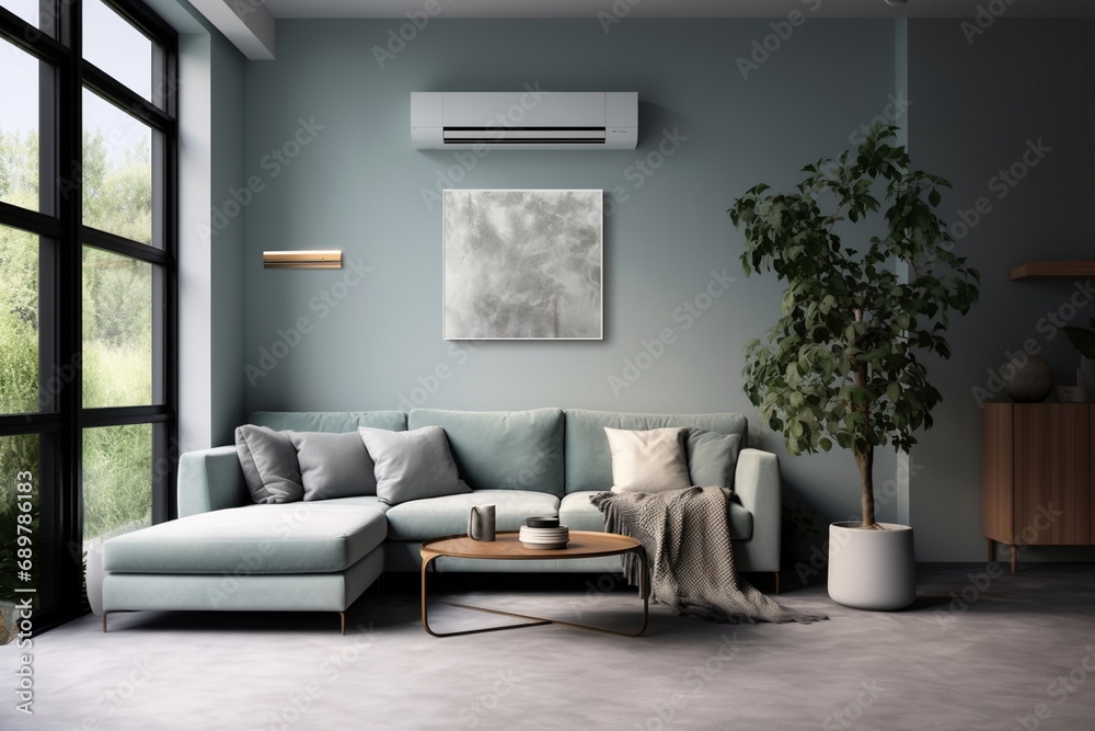 air conditioner installed at home, modern home interior design, modern ...