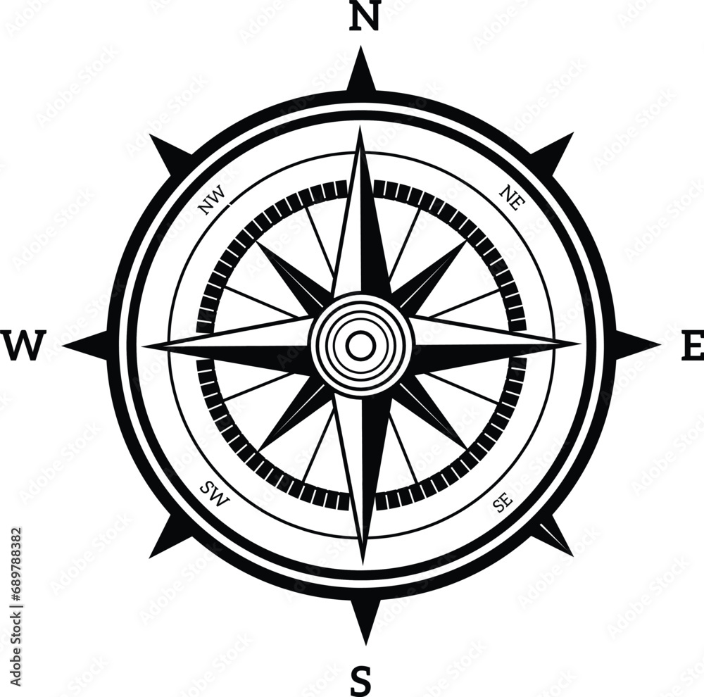Nautical compass wind rose vector icons. Isolated vintage symbols of ...