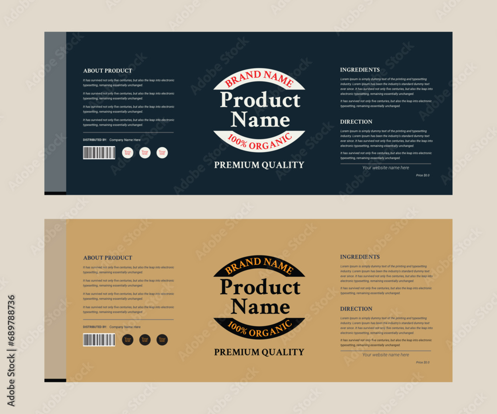 Vector product packaging label template design Stock Vector | Adobe Stock