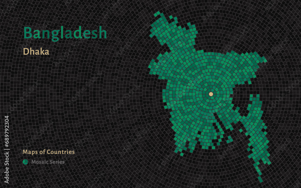 Bangladesh Map with a capital of Dhaka Shown in a Mosaic Pattern Stock ...