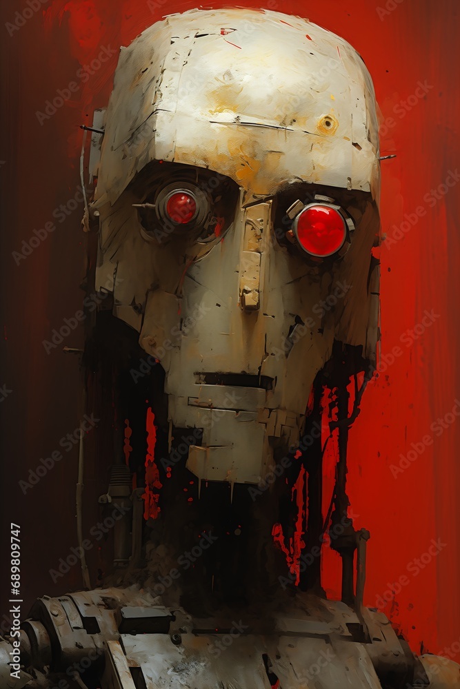 robot red eyes nose eerie grim death himself cyborg neck unmasked ultra ...