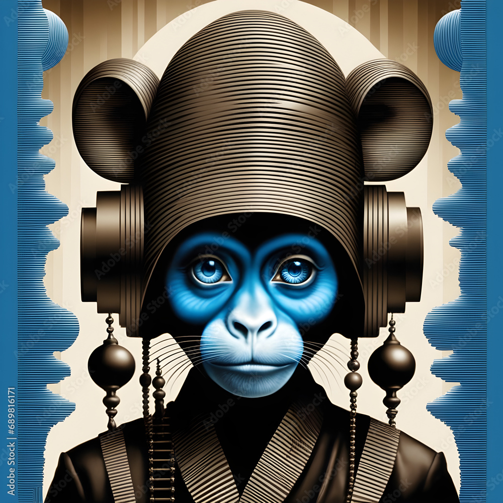 Foto de The Monkey Lady is an artwork that is made with black and white ...