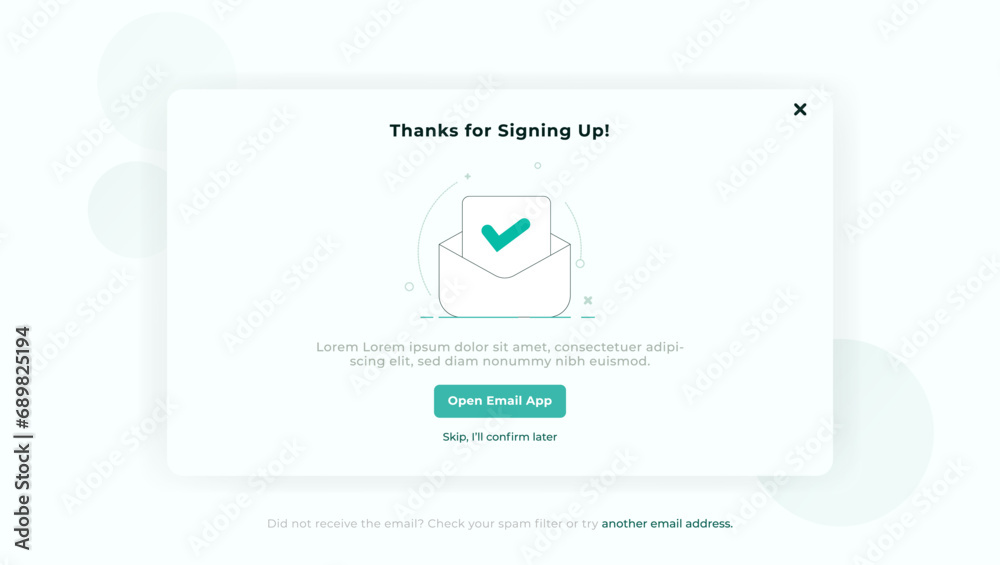 Thanks, Popup screen for login, sign up web forms with the detailed description. Vector design ...