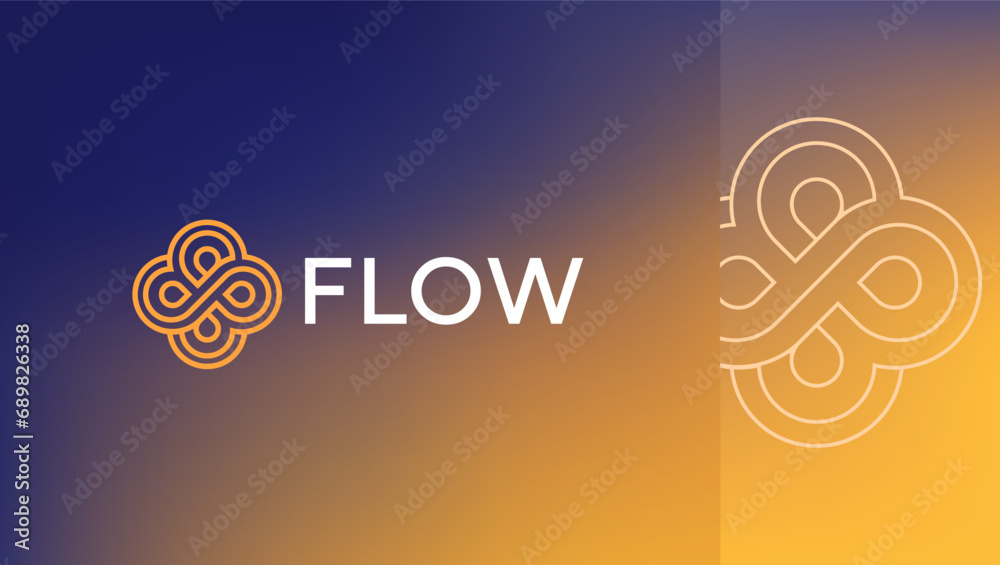 Vecteur Stock Flow logo design template with gradient background. Flow ...