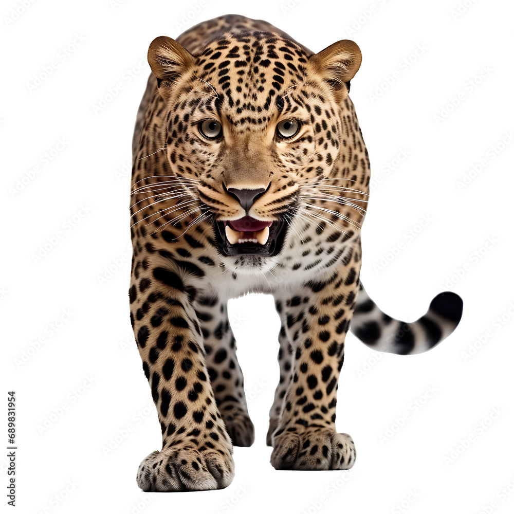 Fierce leopard on transparent background PNG Stock Illustration | Adobe ...