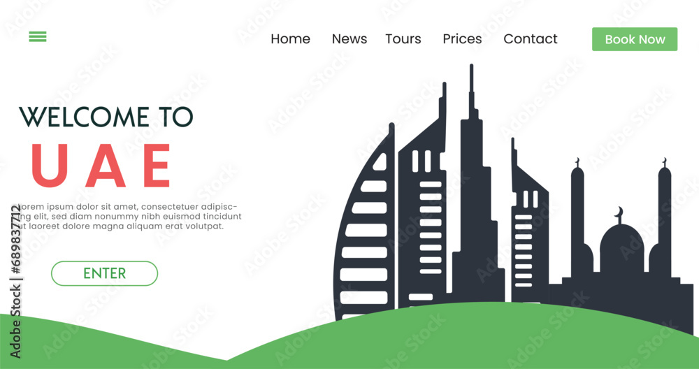Vetor de Welcome to United Arab Emirate Skyline background vector ...