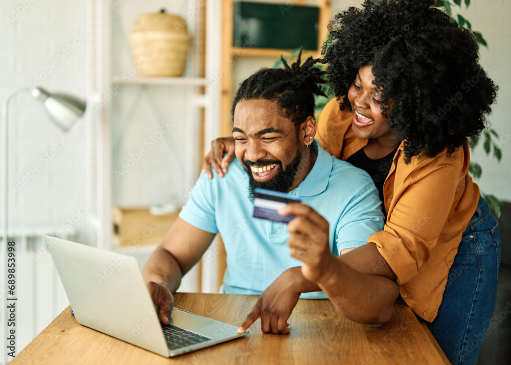 couple credit woman laptop shopping card online technology internet ...