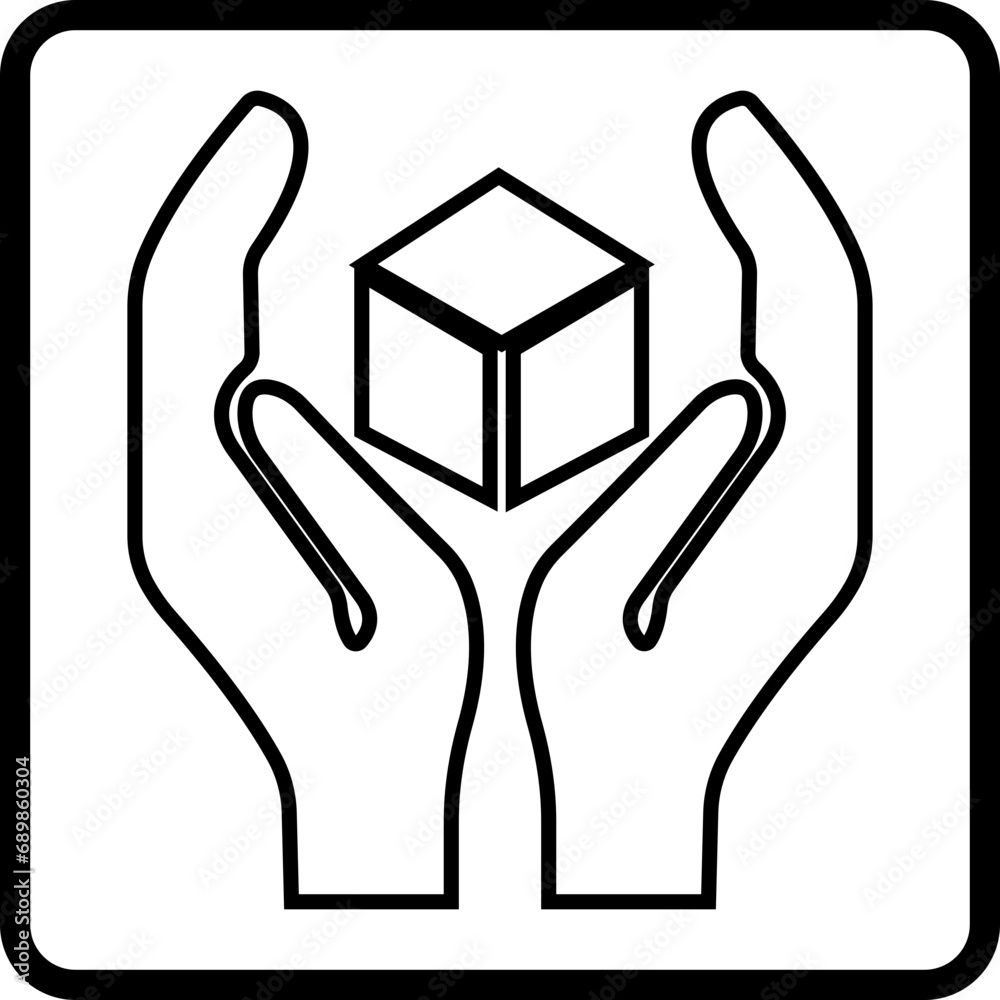 handle with care symbol in line style icons with frame. Isolated on ...
