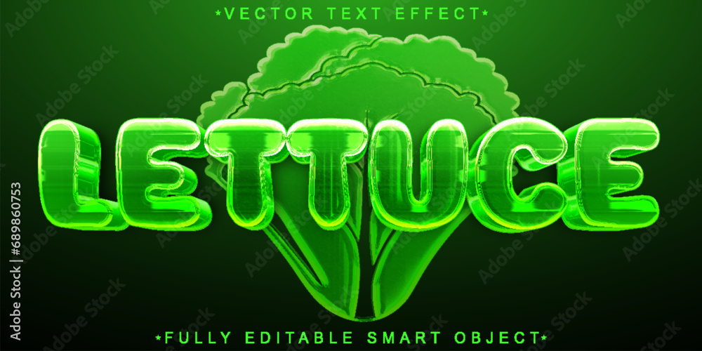 Cartoon Green Lettuce Vector Fully Editable Smart Object Text Effect Stock Vector | Adobe Stock