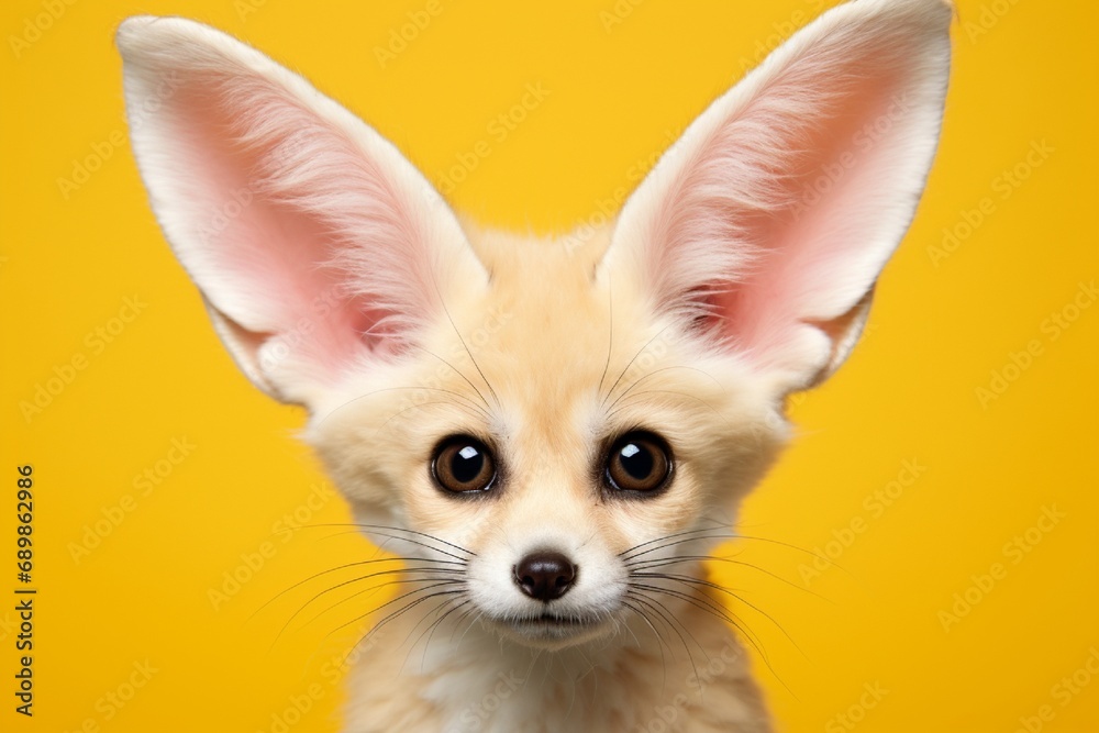 A playful fennec fox, with its enormous ears and inquisitive eyes ...