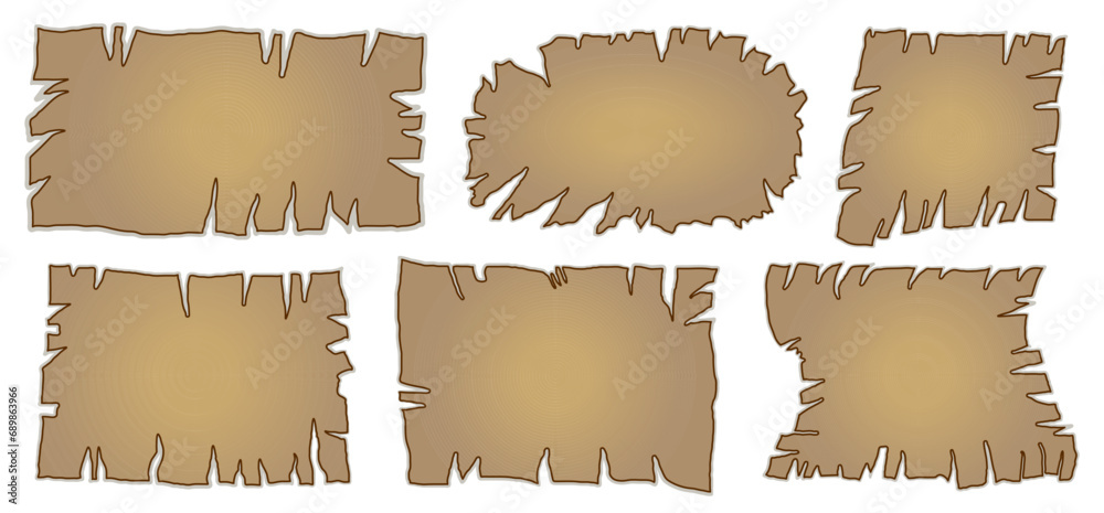 old brown paper in vector in flat cartoon.sheet of paper with torn ...