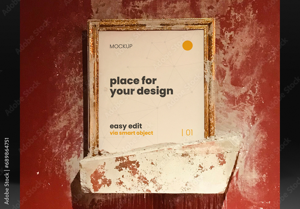 Eccentric Frame Poster Mockup with Concrete Stock Template | Adobe Stock