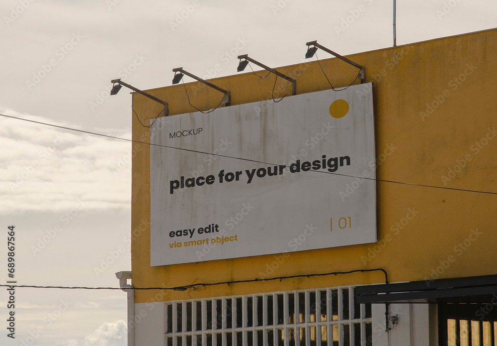 Outdoor Horizontal Billboard Mockup Stock Template | Adobe Stock