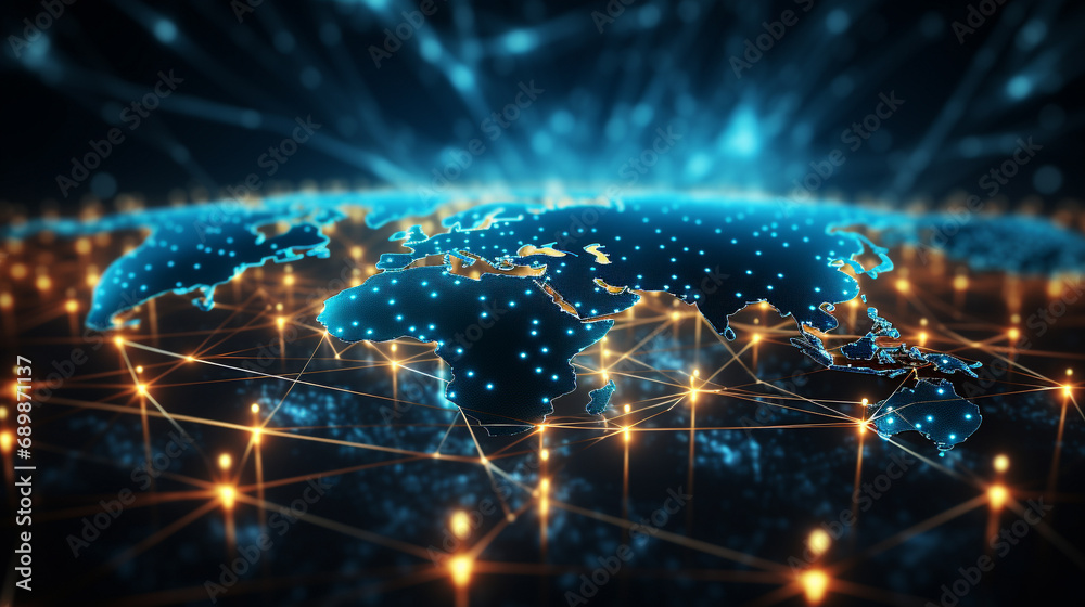 digital illustration of a world map interconnected with digital lines ... digital illustration of a world map interconnected with digital lines ...