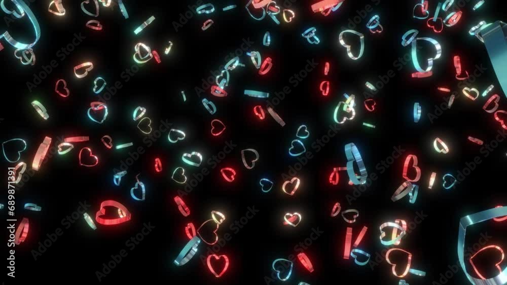 Camera Flying Through Shiny 3d Heart Shape, Metallic 3d Heat Shape ...