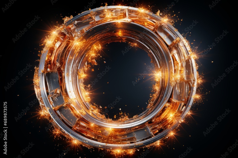 Volumetric capital letter O made of metal. Effect of metal heated for ...
