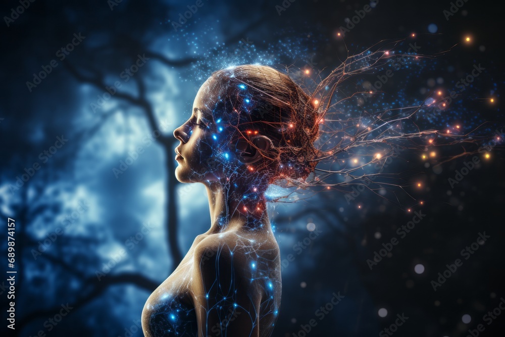 Fictional portrait of female humanoid robot with realistic beautiful ...