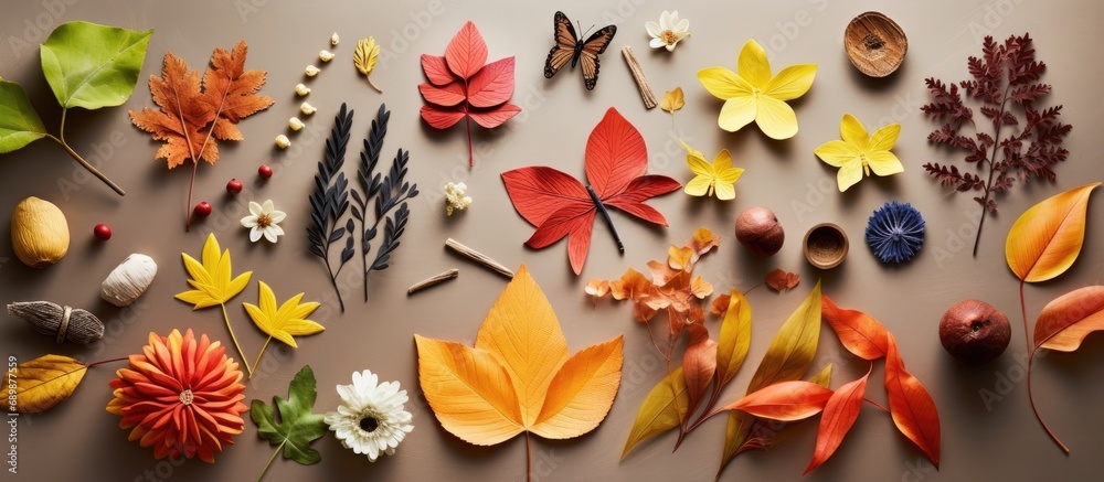 Fall-themed crafts for children using natural items like plants ...