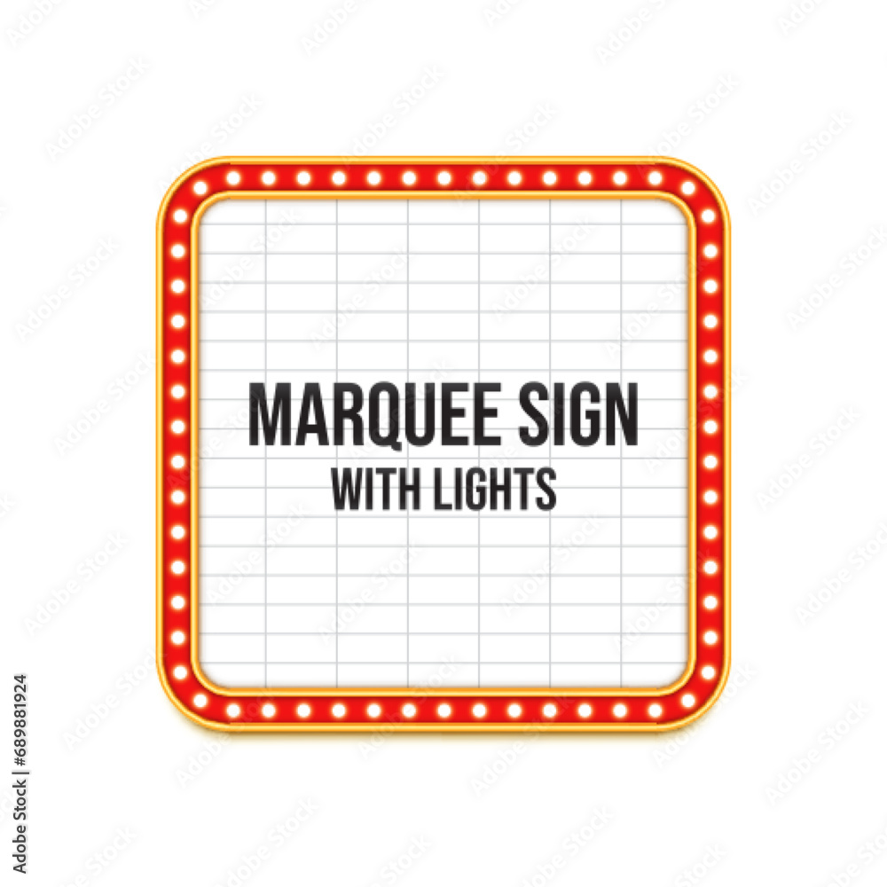 Marquee sign with lights. Vintage movie theater letter board signage ...