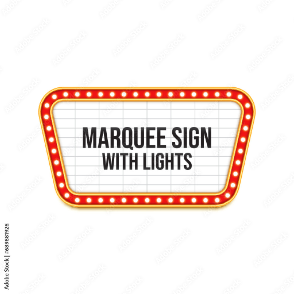 Marquee sign with lights. Vintage movie theater letter board signage ...