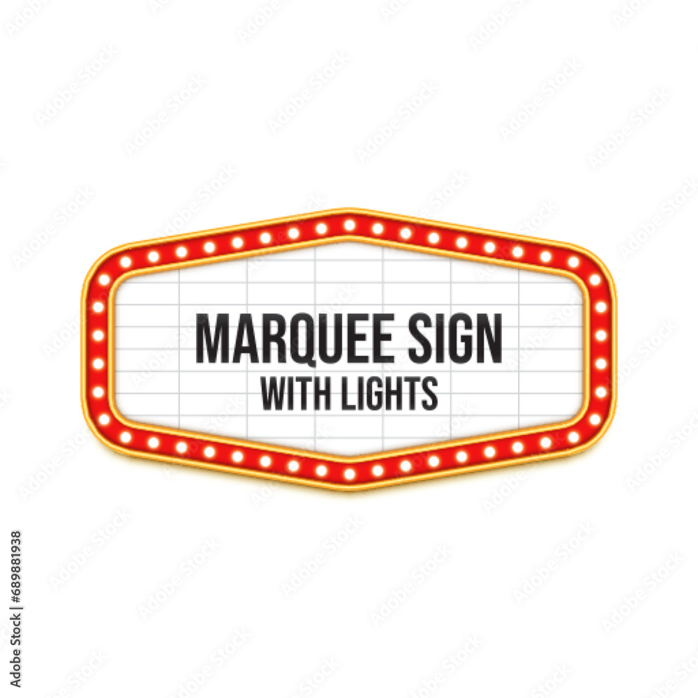 Marquee sign with lights. Vintage movie theater letter board signage ...
