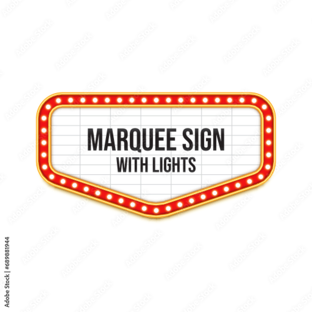 Marquee sign with lights. Vintage movie theater letter board signage ...