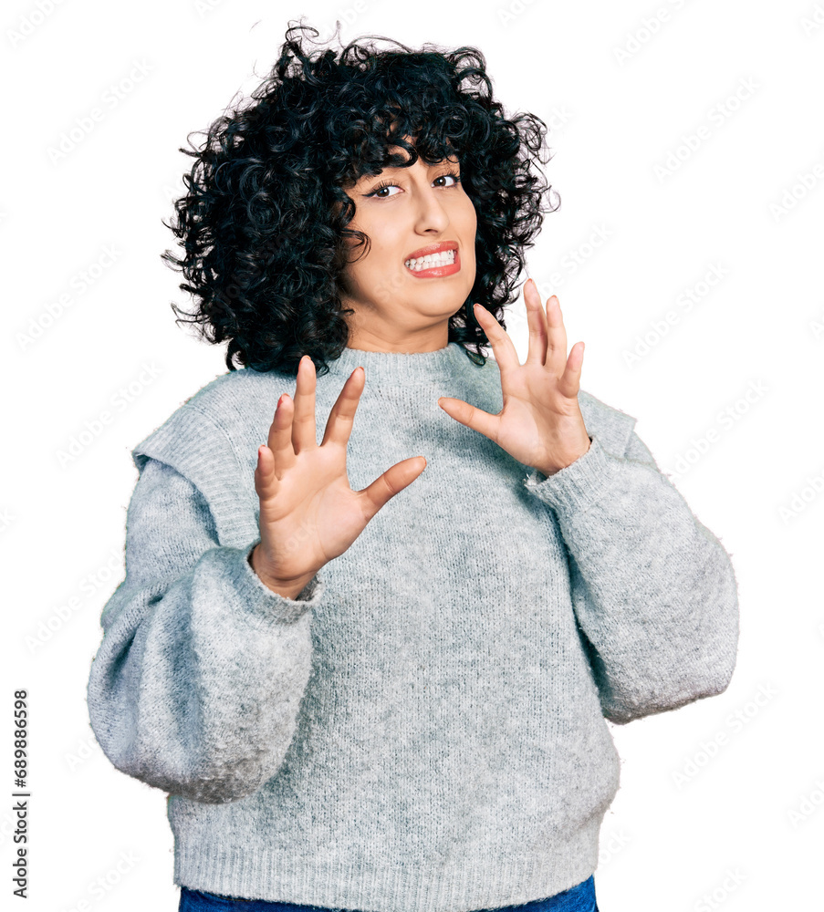 Young middle east girl wearing casual clothes disgusted expression ...