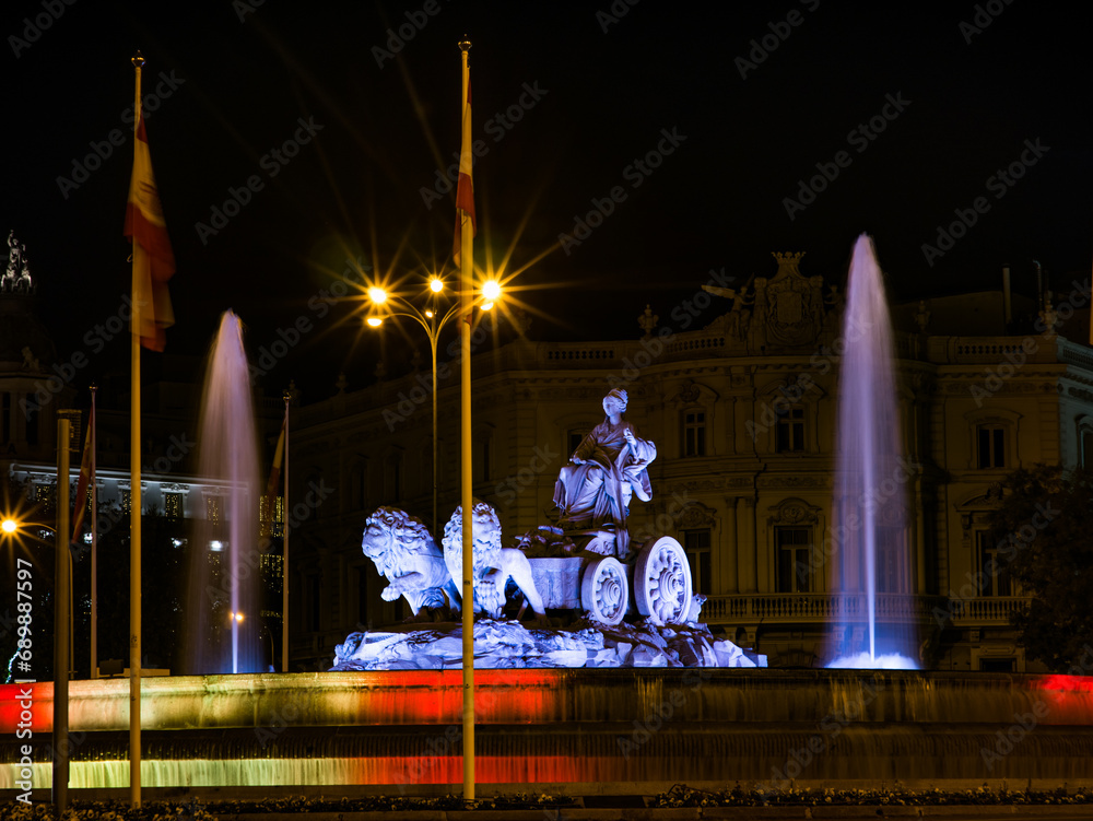 A nice photo of the Plaza de la Cibeles in Madrid, Spain, illuminated ...