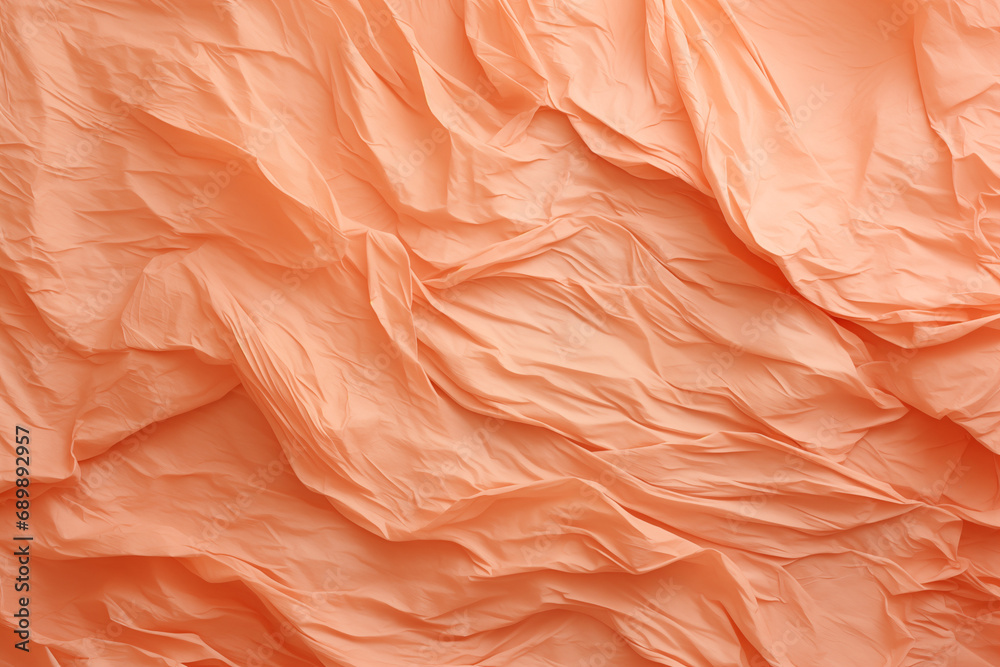 Crumpled craft paper texture in trendy peach fuzz color of year 2024 ...