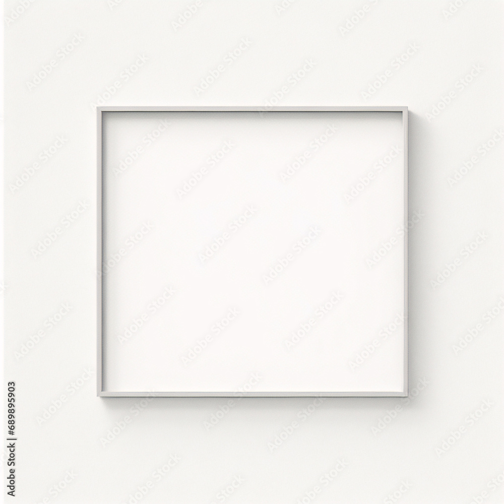 Empty white picture frames set. Square elegant plactic or wooden frame with soft shadow. Vector ...