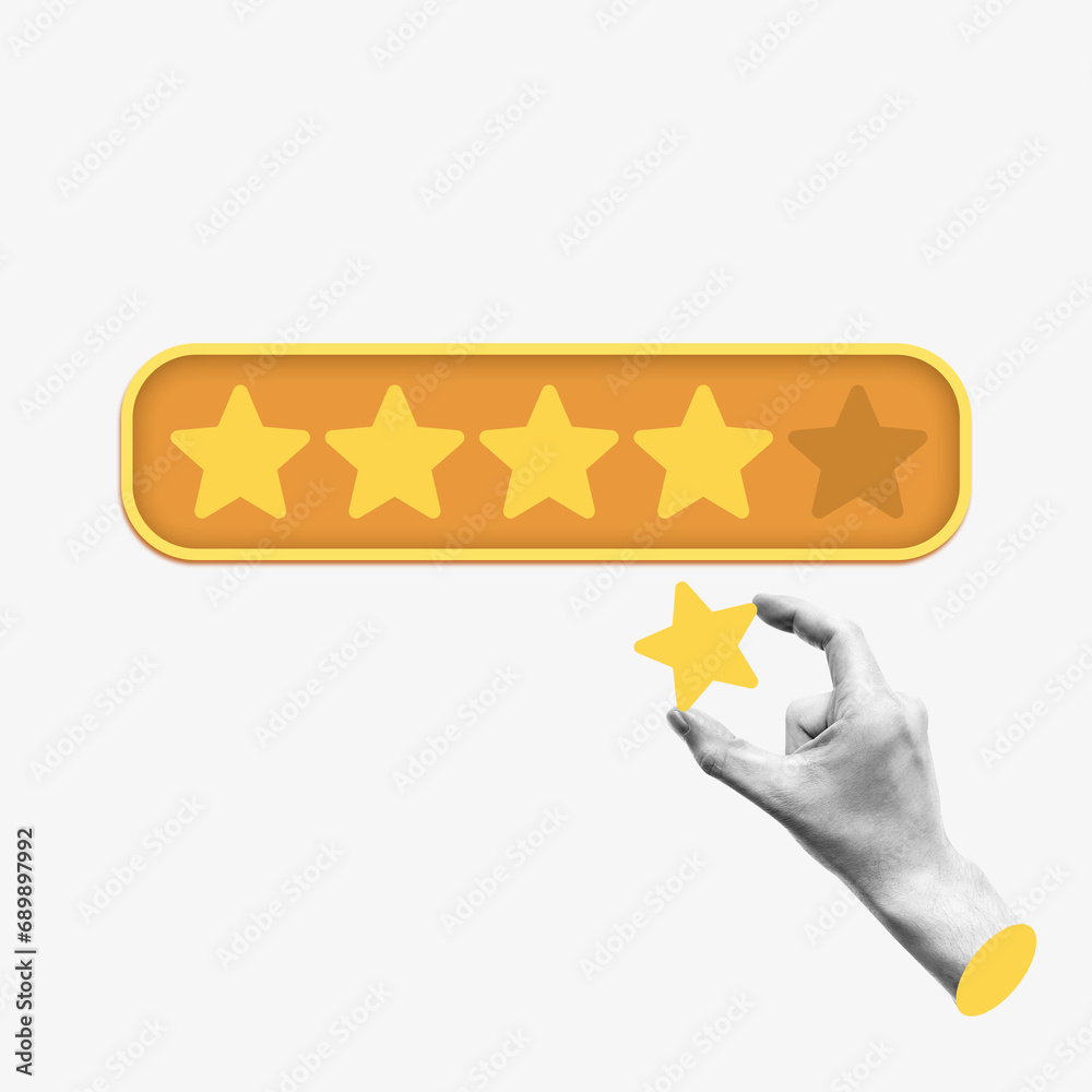 customer hand, 5 star rating, hand with star, evaluation, questionnaire ...