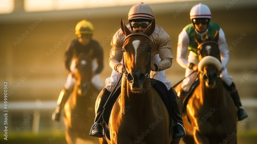 Horse and rider racing on a race track. Stock Illustration | Adobe Stock