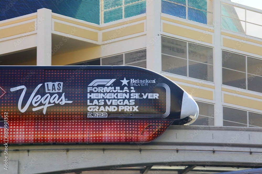 Las Vegas Monorail - built in 2009, the monorail is a passenger tram ...