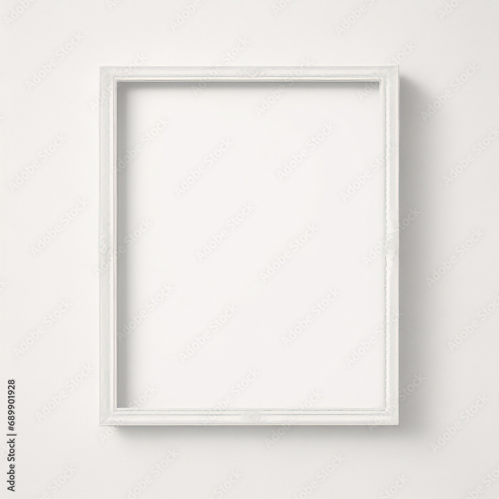 Realistic empty rectangular white frame with passepartout on gray ...