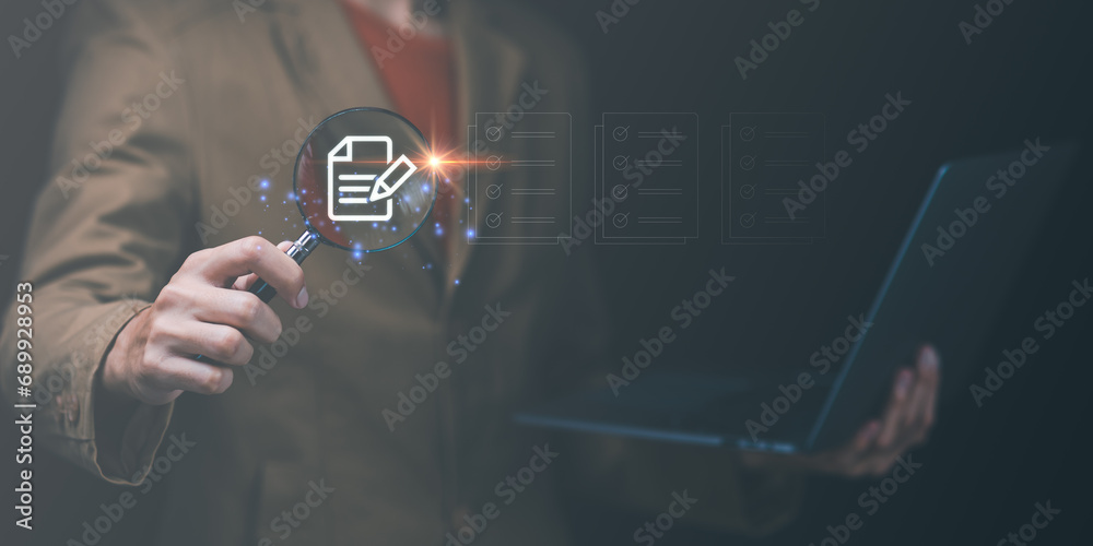 Accountant showing office document auditing concept ,plan review ...
