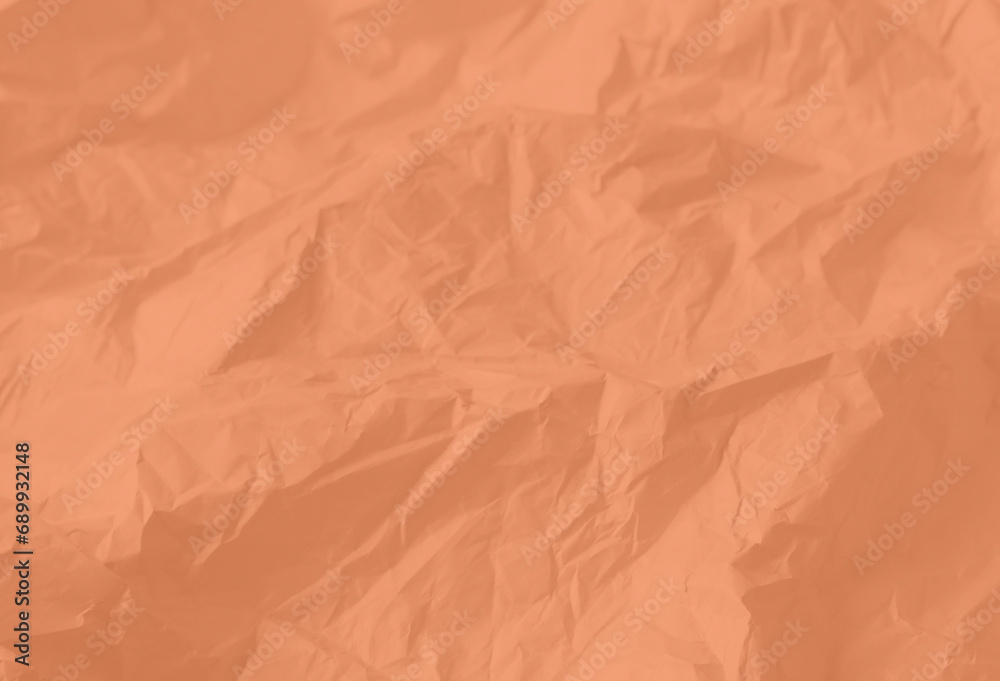 Crumpled paper Peach Fuzz color of the year 2024. Texture crumpled ...