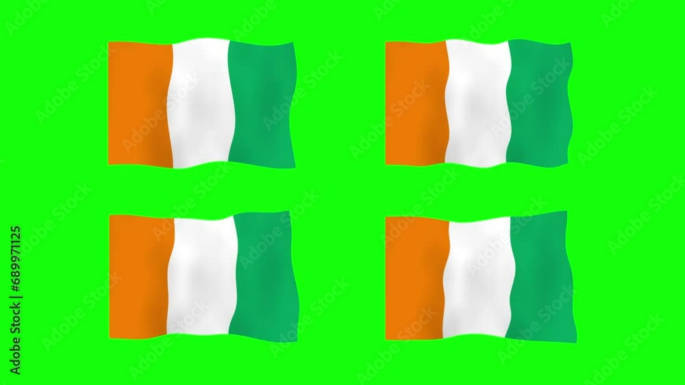 Ivory Coast Waving Flag 2D Animation on Green Screen Background ...