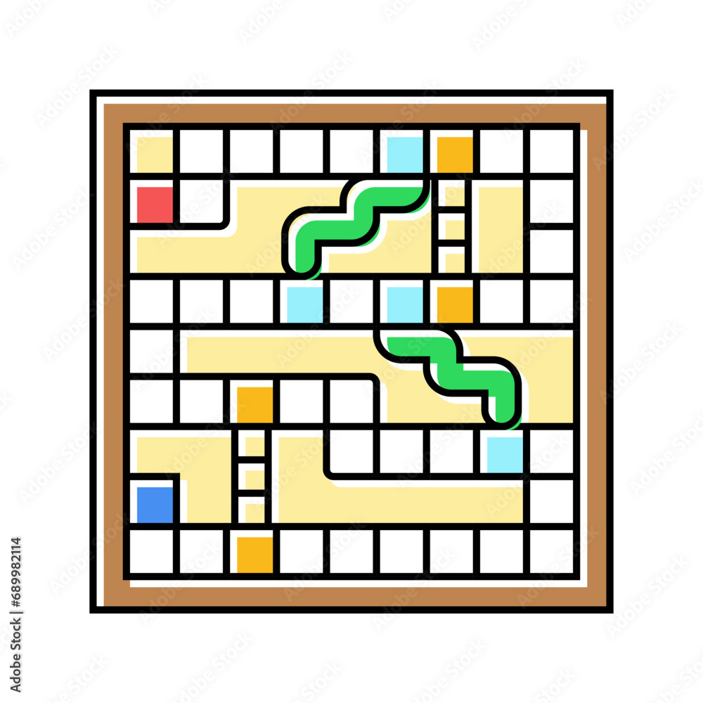snakes and ladders game board table color icon vector. snakes and ...
