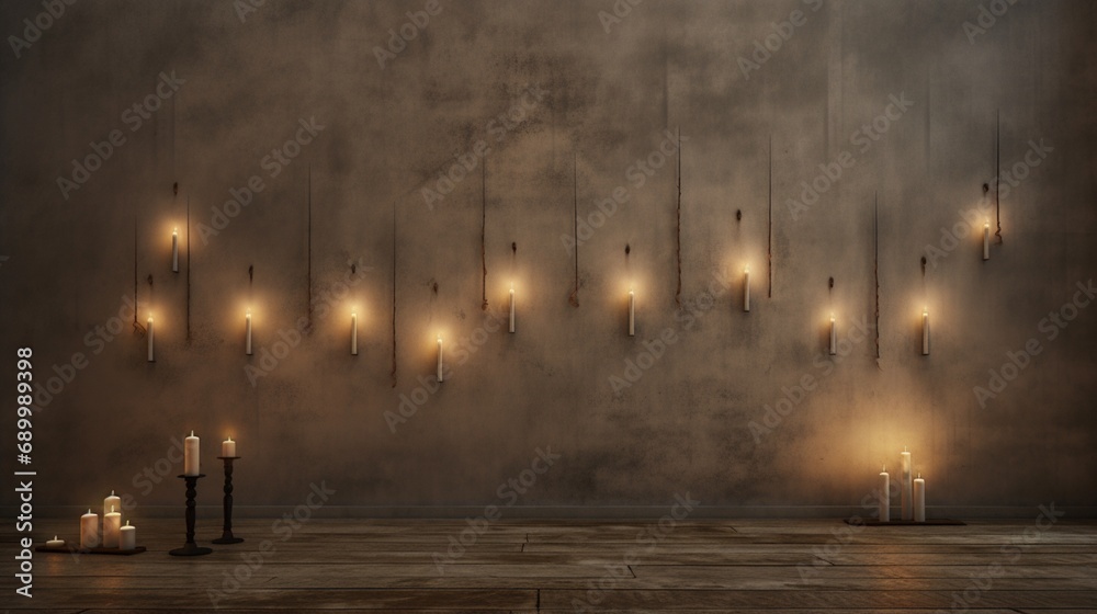 Soft candlelight dances on the textured wall, creating a mesmerizing ...