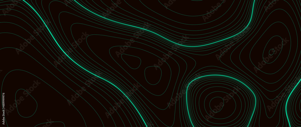Abstract line background. Black topographic contour map concept. Neon ...